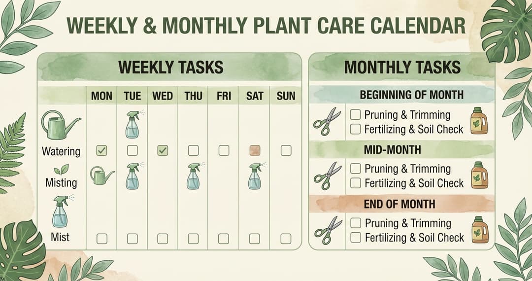 Houseplant Care Schedule Template: Weekly, Monthly, Seasonal Tasks ...